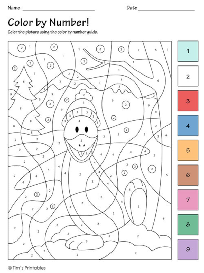 Winter Color by Number - the Penguin - Etsy