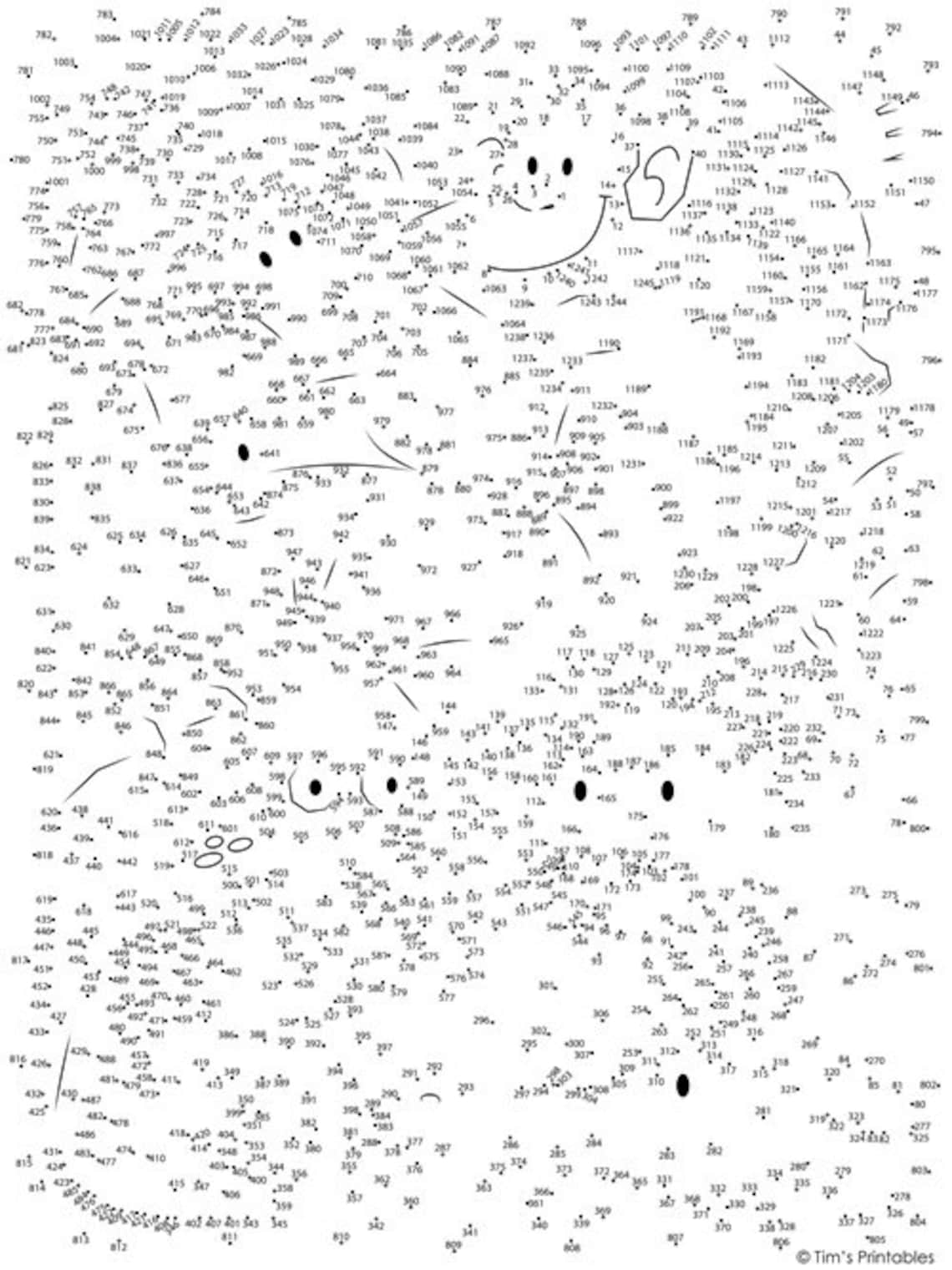 Rainforest Animals Dot-to-dot / Connect the Dots - 1245 Dots - Etsy