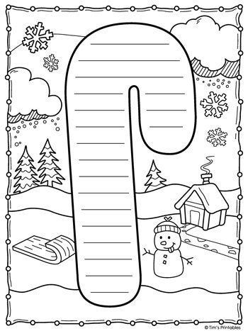 Candy Cane Writing Paper Templates - Etsy