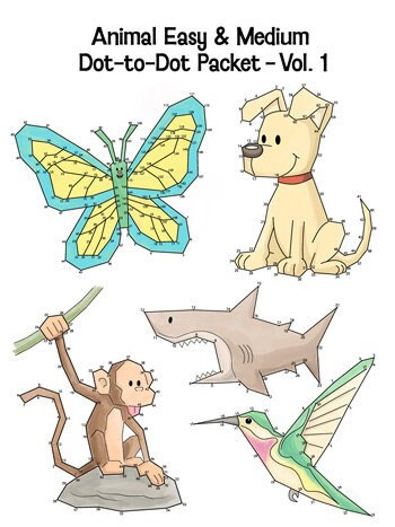 Animal Easy & Medium Difficulty Dot-to-dot PDF Packet - 24 Activities ...
