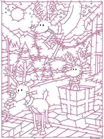 Santa's Reindeer Christmas Extreme Difficulty Dot-to-dot / Connect the ...