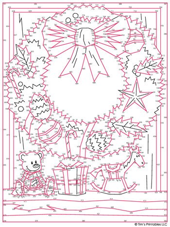 Christmas Wreath Extreme Difficulty Dot-to-dot / Connect the Dots PDF ...