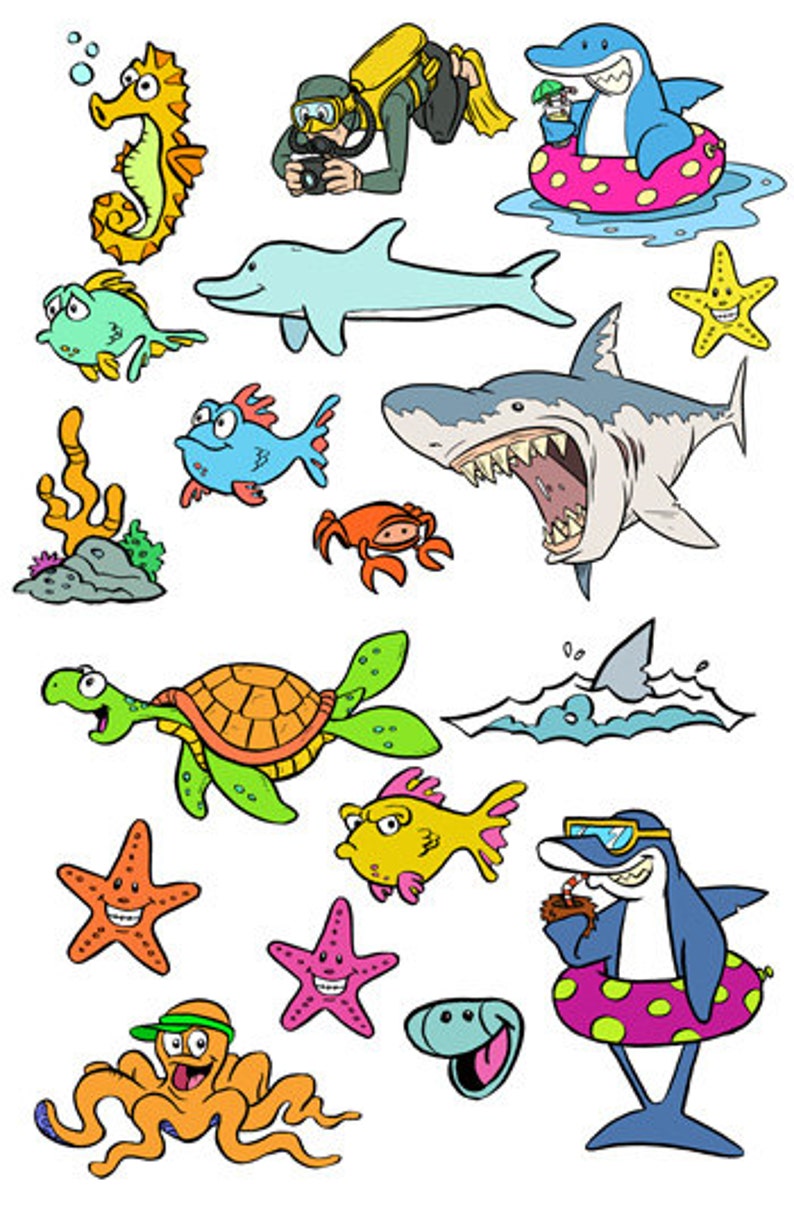 Sea Life Clip Art - 34 Royalty Free PNG Images for Commercial Use - Etsy