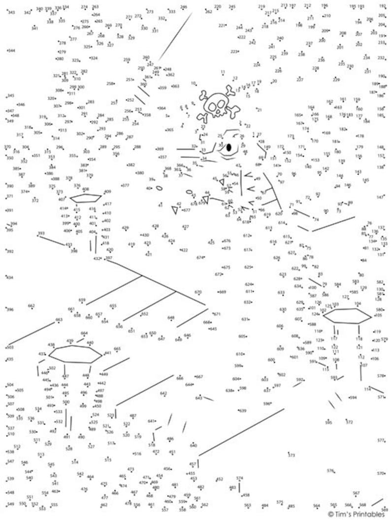 Alligator Pirate Dot-to-dot / Connect the Dots PDF - 679 Dots - Etsy Canada
