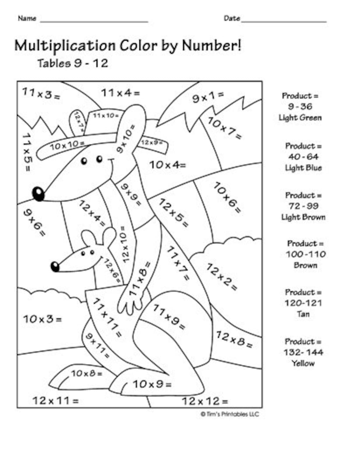 Color by Number Multiplication Worksheets PDF - Etsy