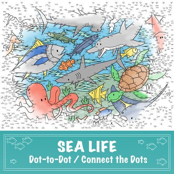 Sea Life Dot-to-dot / Connect the Dots PDF 1274 Dots - Etsy