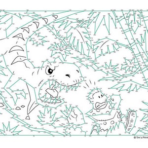 Dinosaur Chasing Caveman Extreme Difficulty Dot-to-dot / Connect the ...