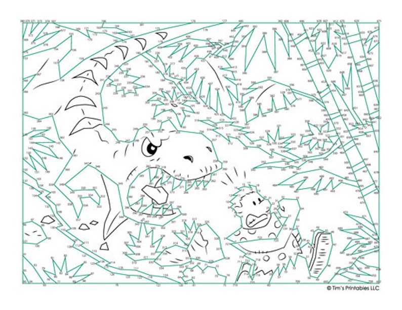 Dinosaur Chasing Caveman Extreme Difficulty Dot-to-dot / Connect the ...