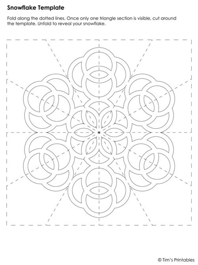 Snowflake Templates Blank Snowflake Template 9 Printables Etsy