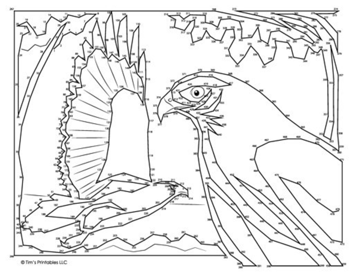 Hawk Extreme Difficulty Dot-to-dot / Connect the Dots PDF - Etsy