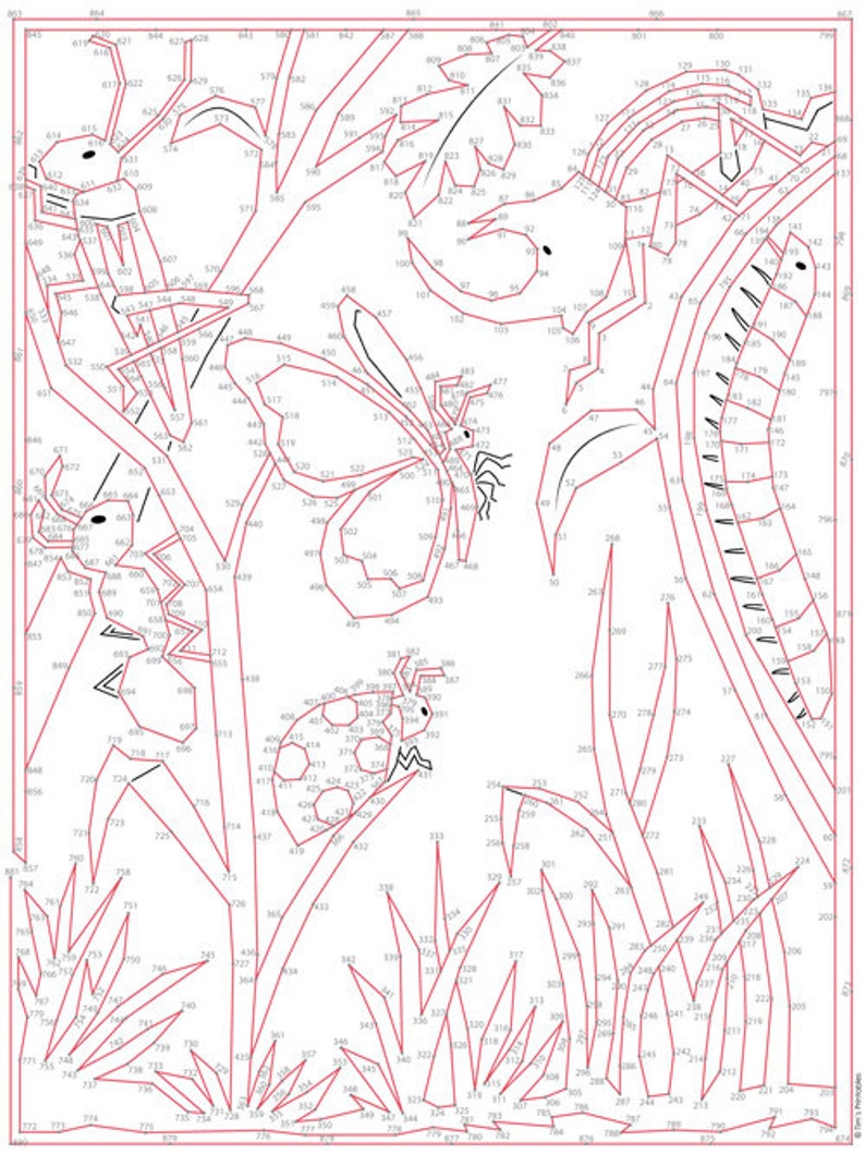 Insect Dot-to-dot / Connect the Dots PDF - 881 Dots - Etsy
