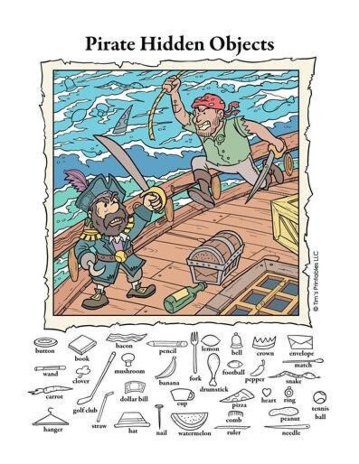 Hidden Objects Puzzle - the Pirates - Etsy