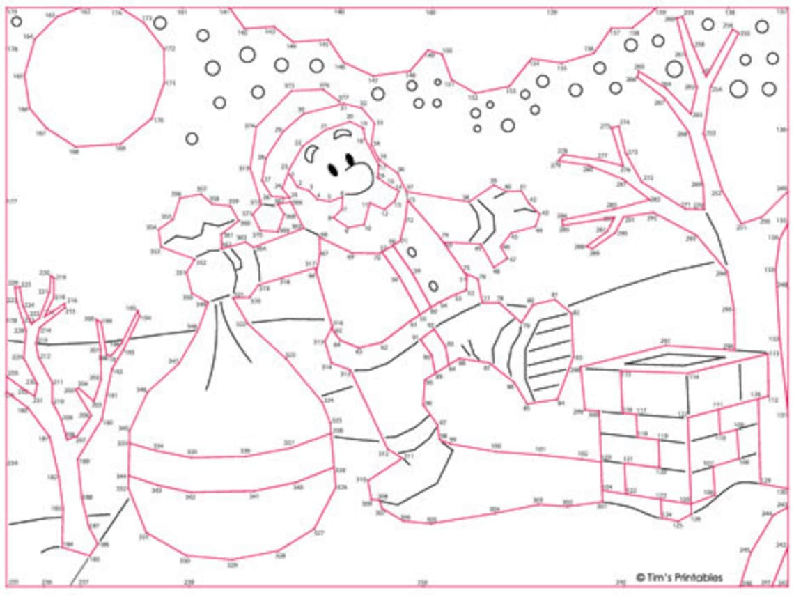 Christmas Dot-to-dot / Connect the Dots: Santa on the Rooftop - Etsy