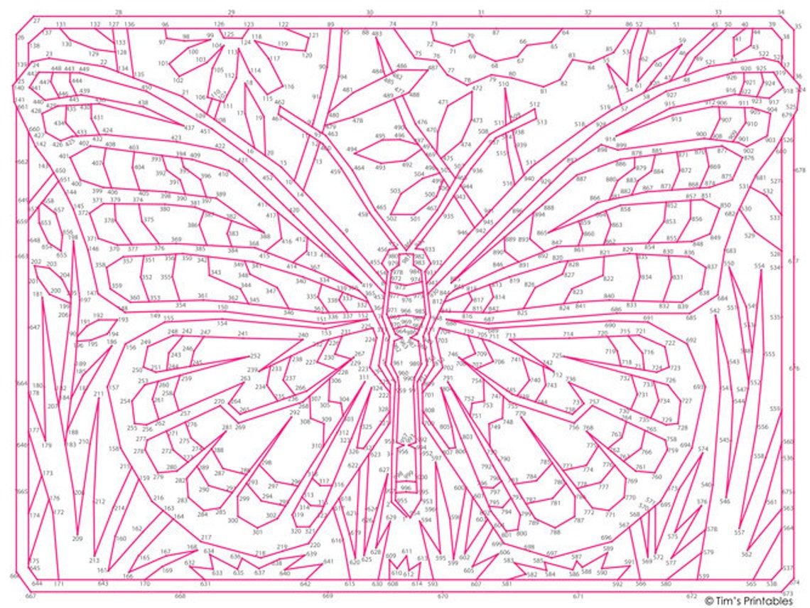 Butterfly Dot-to-dot / Connect the Dots PDF - 1000 Dots - Etsy