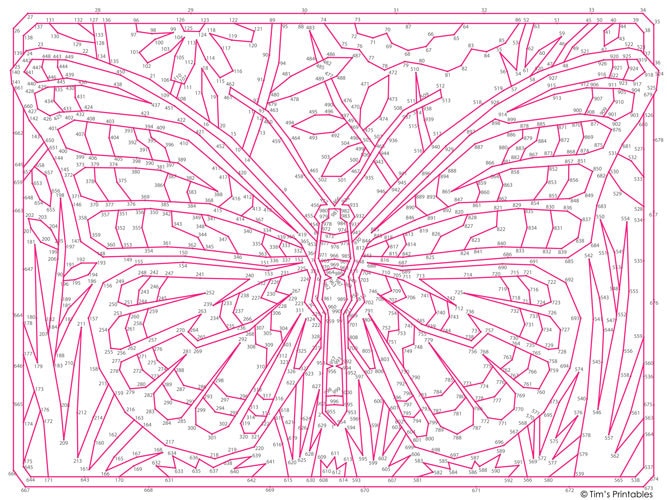 Butterfly Dot-to-dot / Connect the Dots PDF - 1000 Dots - Etsy