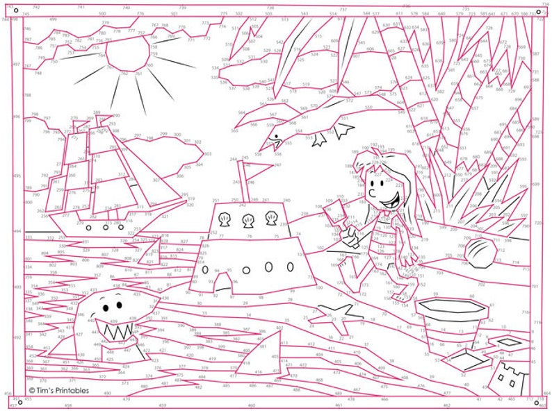Beach Dot-to-dot / Connect the Dots - 828 Dots - Etsy