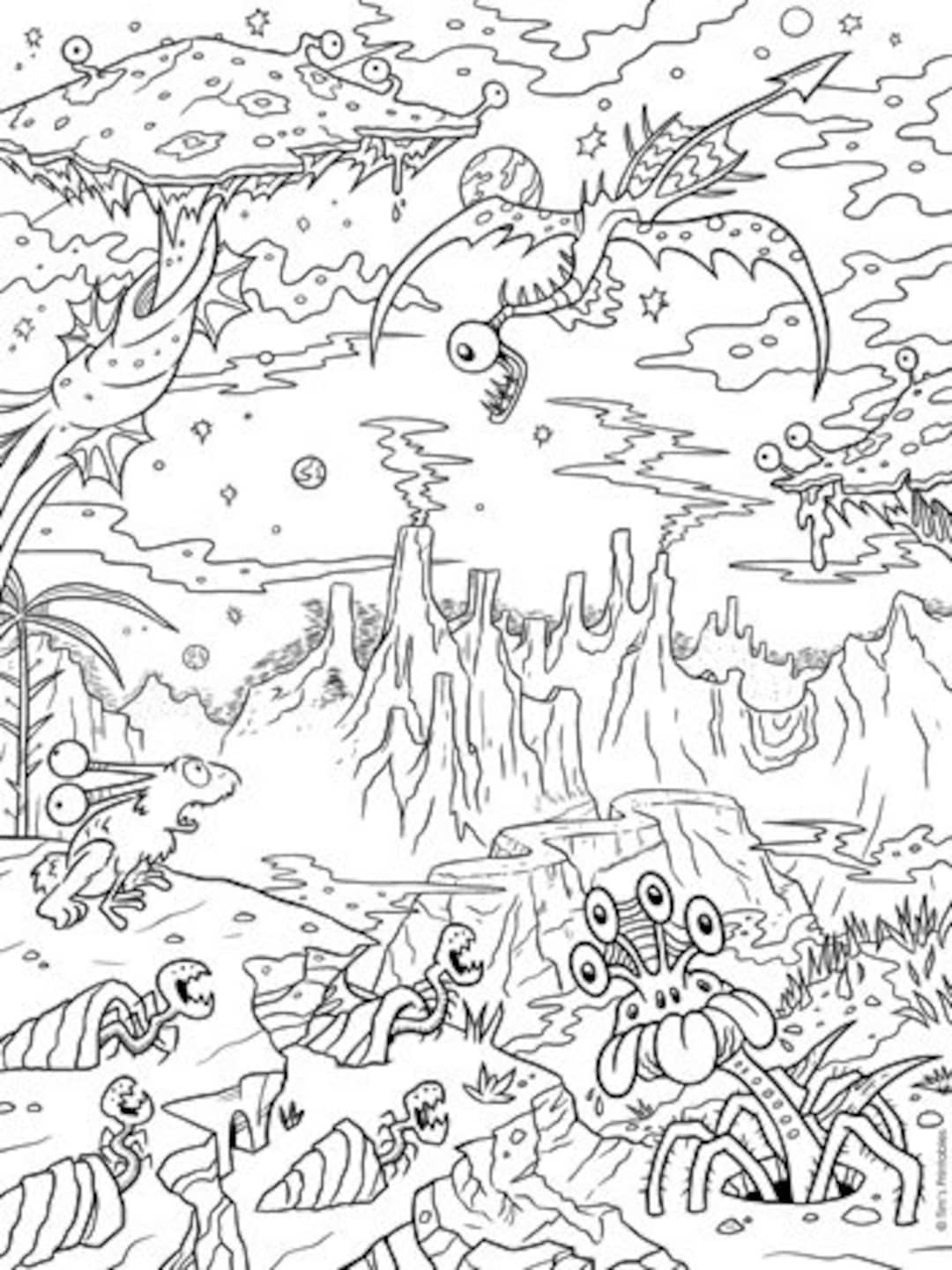 Alien World Coloring Page PDF - Etsy