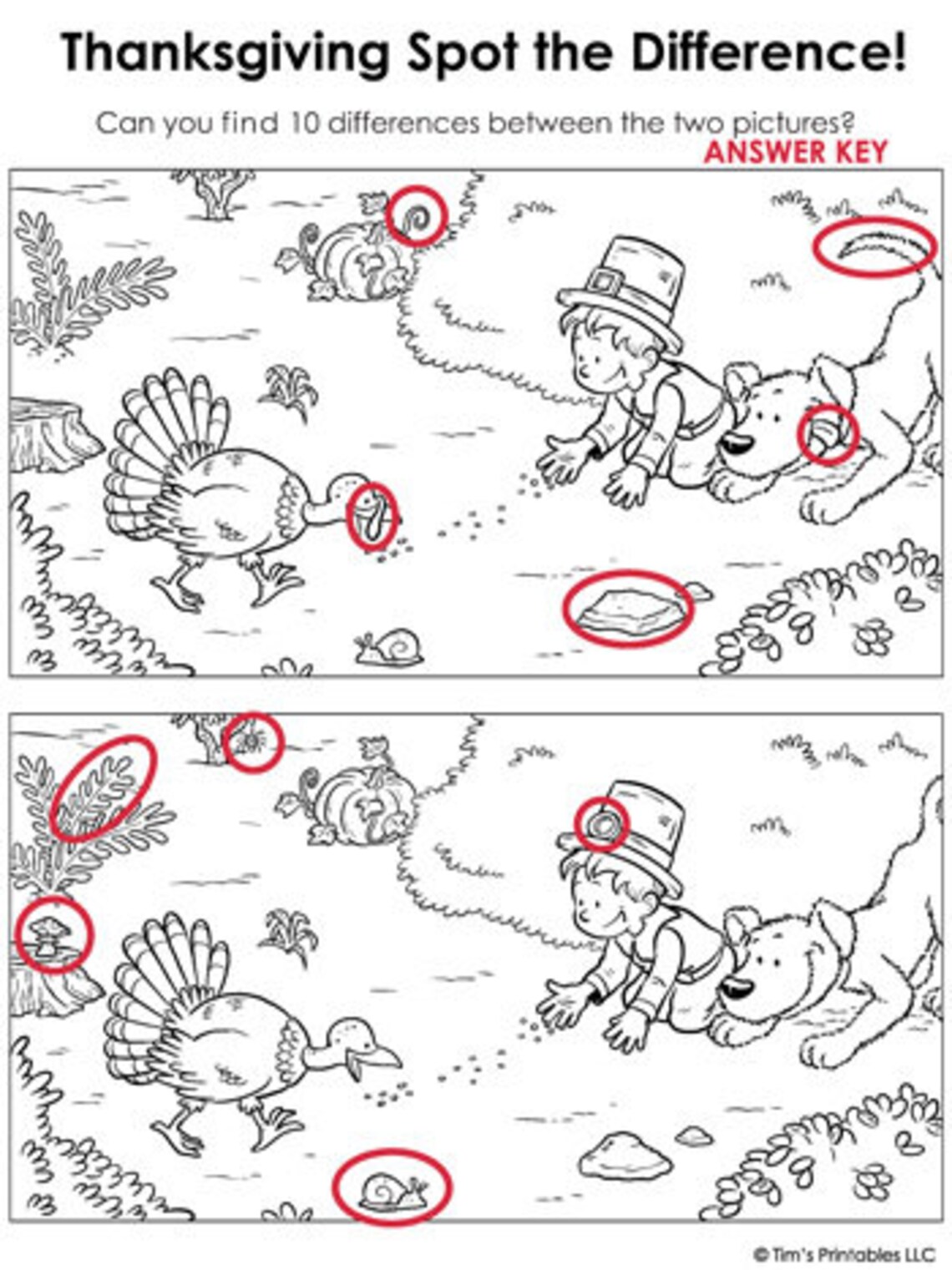 Thanksgiving Spot the Difference Puzzle PDF - Etsy