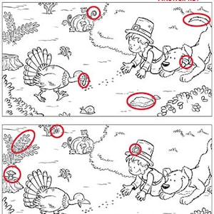 Thanksgiving Spot the Difference Puzzle PDF - Etsy