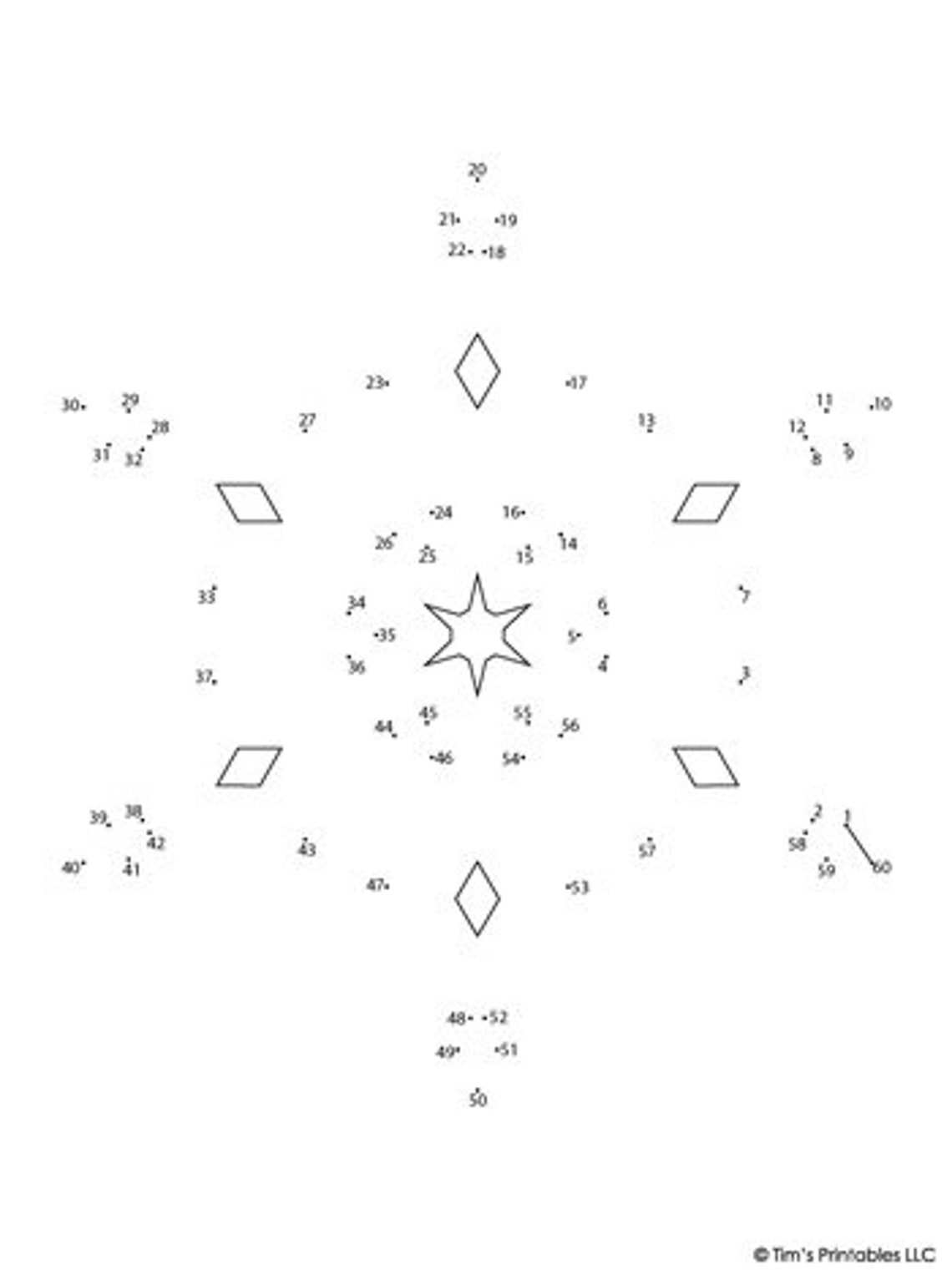 Snowflake Dot-to-dots / Connect the Dots PDF - Etsy