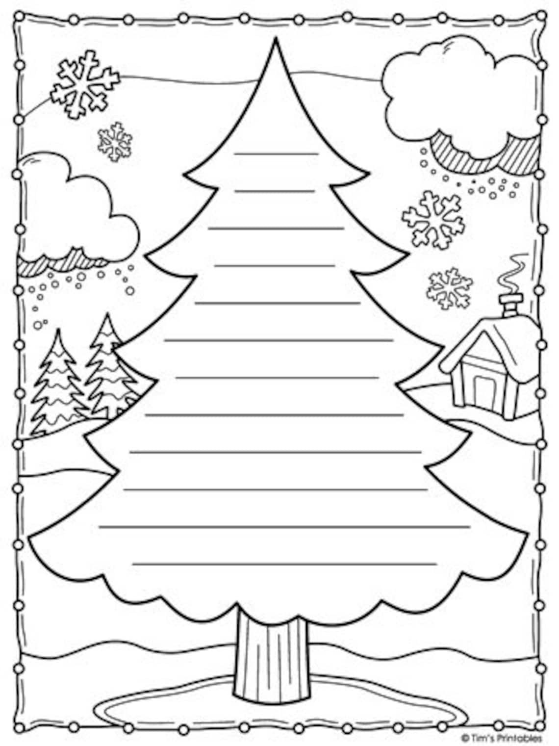 Christmas Tree Writing Paper Templates - Etsy