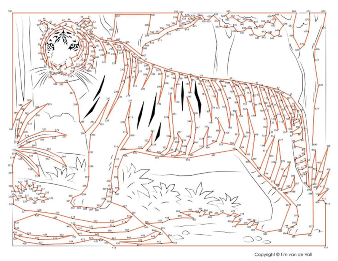 Tiger Dot-to-dot / Connect the Dots - 680 Dots - Etsy