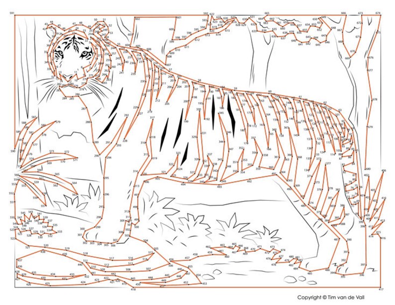Tiger Dot-to-dot / Connect the Dots - 680 Dots - Etsy