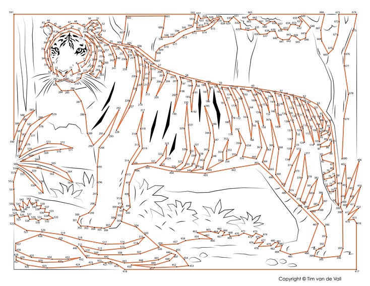 Tiger Dot-to-dot / Connect the Dots - 680 Dots - Etsy