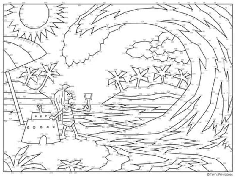 Beach Vacation Dot-to-dot / Connect the Dots PDF - 784 Dots - Etsy
