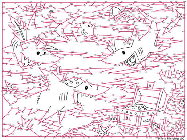 Pirate Shark Extreme Difficulty Dot-to-dot / Connect the Dots PDF - Etsy
