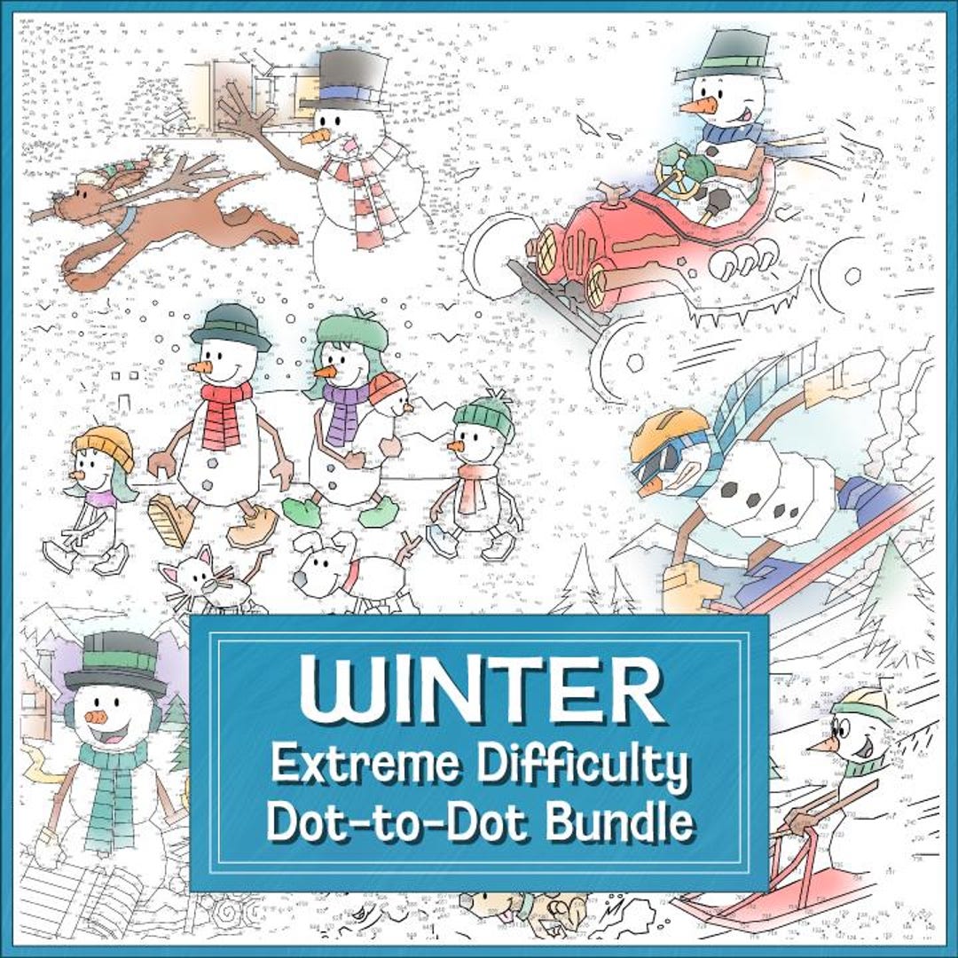 Winter Extreme Difficulty Dot-to-dot / Connect the Dots PDF Bundle - Etsy