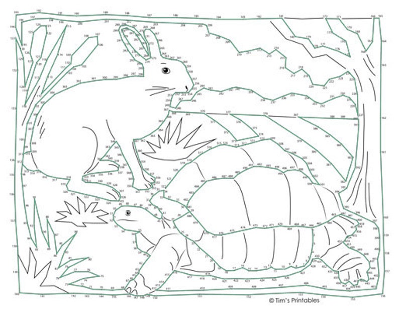 Tortoise and Hare Fable Dot-to-dot / Connect the Dots PDF - Etsy