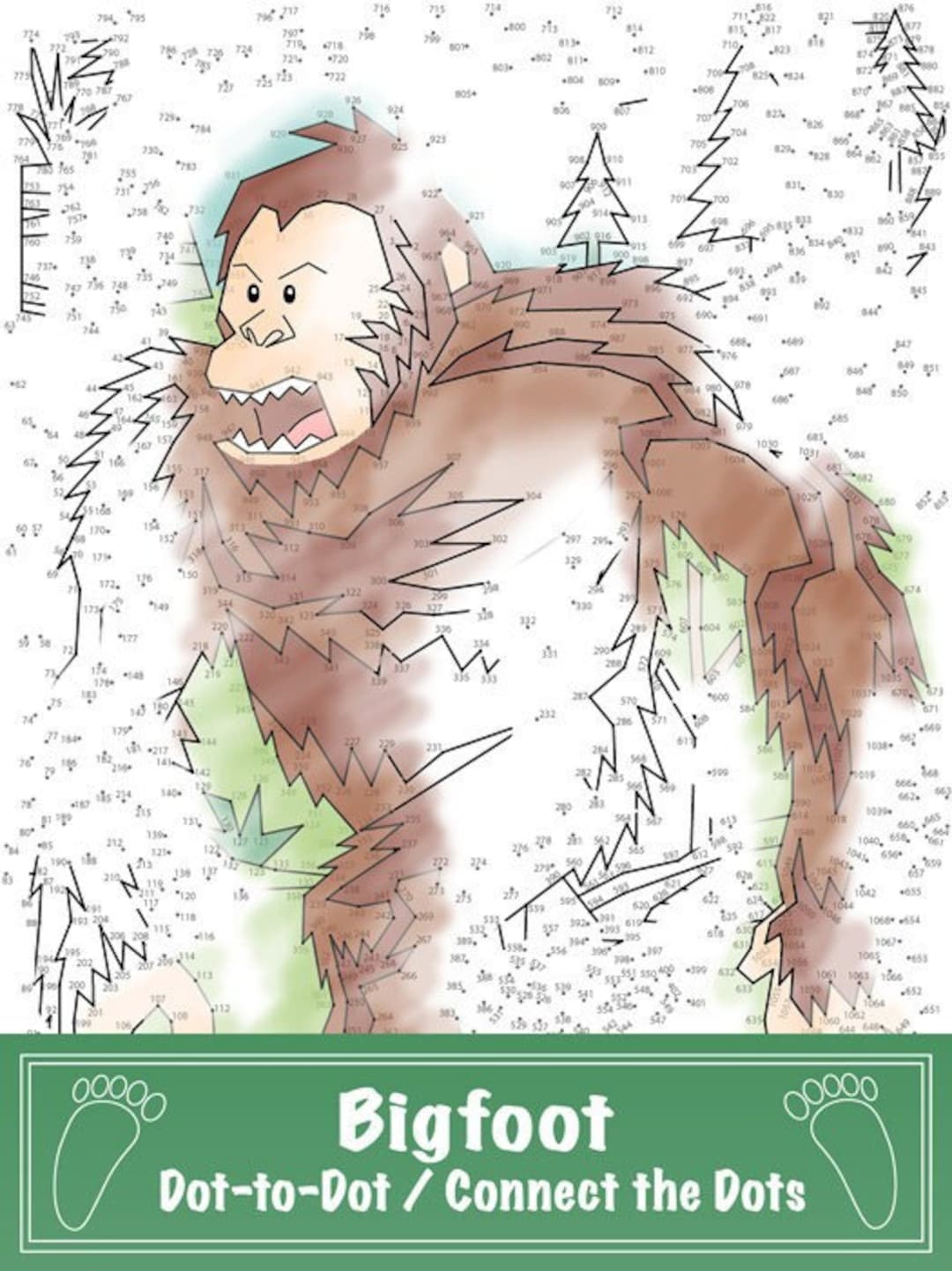 Bigfoot Extreme Difficulty Dot-to-dot / Connect the Dots PDF - 1068 Dots! - Etsy