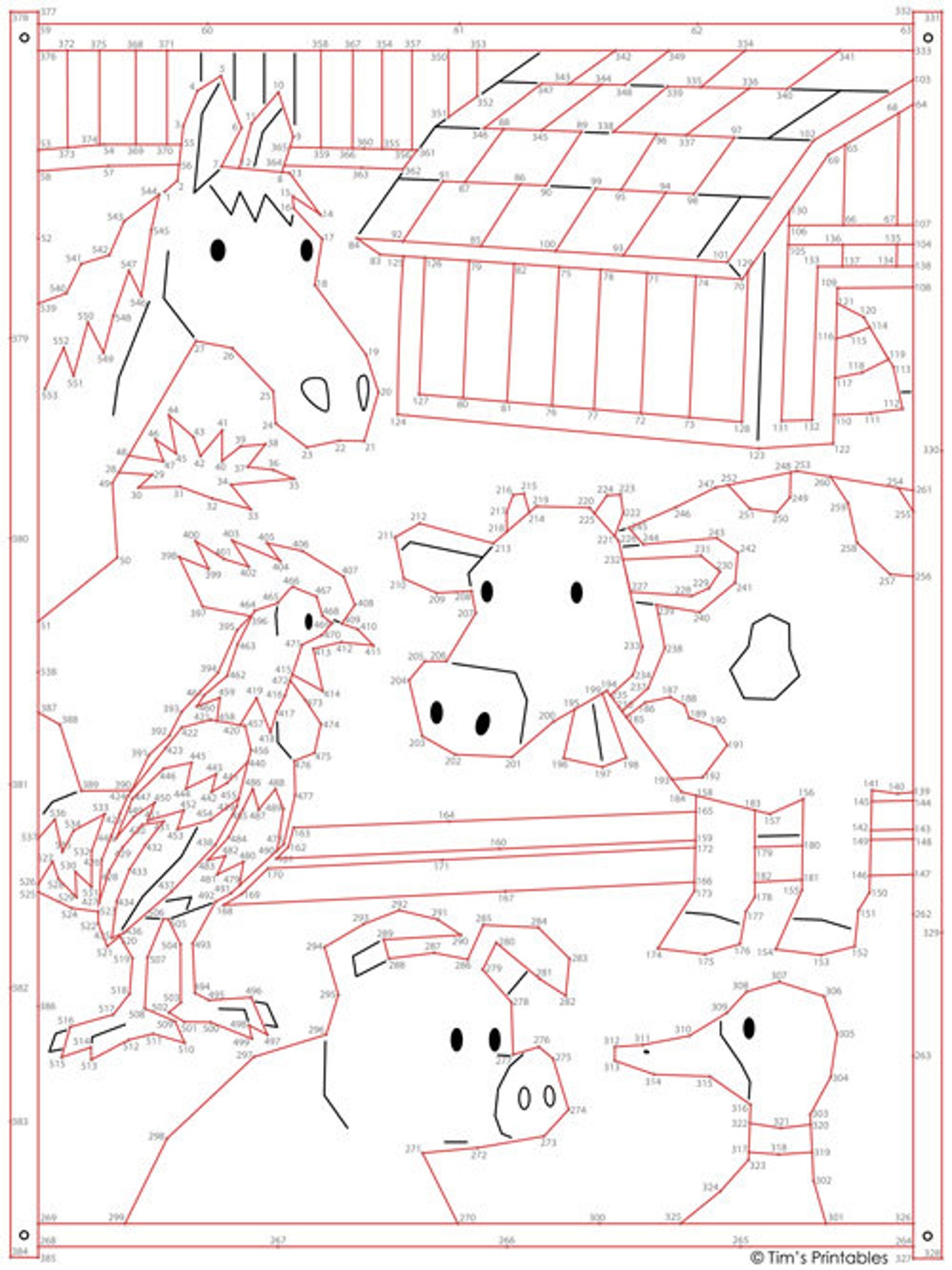 Farm Animal Dot-to-dot / Connect the Dots PDF - 553 Dots - Etsy