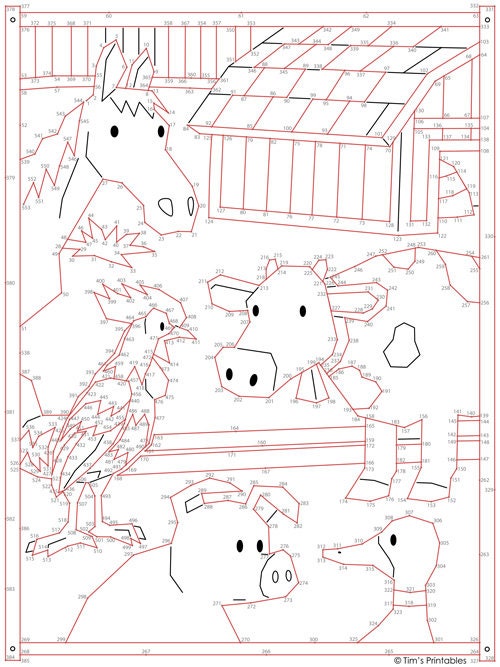 Farm Animal Dot-to-dot / Connect the Dots PDF - 553 Dots - Etsy