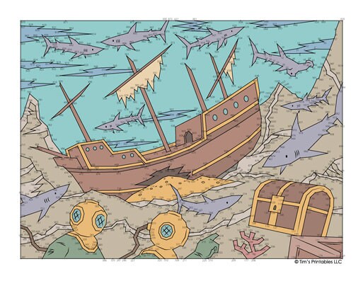 Sunken Treasure Ship (with Sharks & Divers!) Extreme Difficulty Dot-to ...