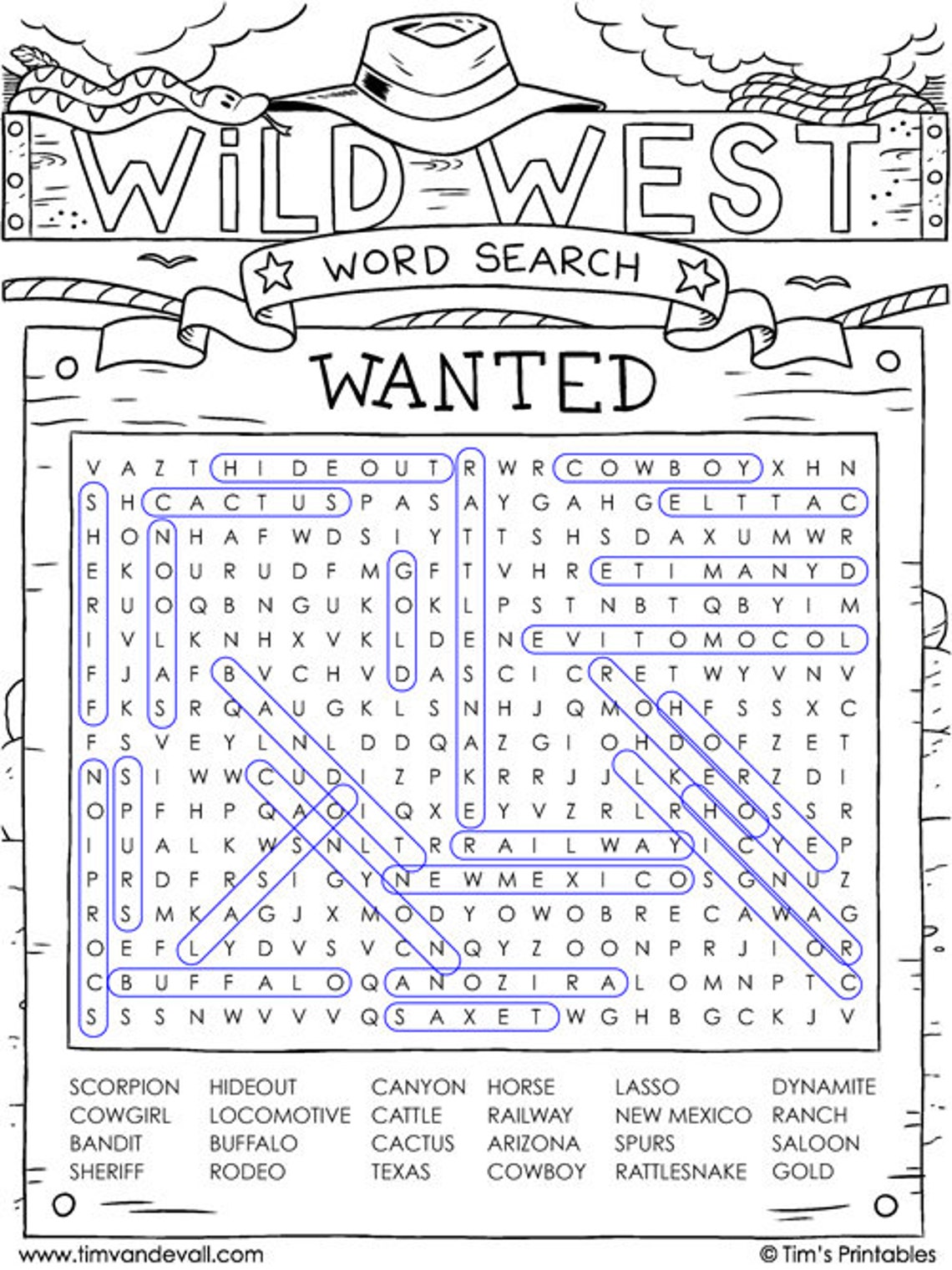 Wild West Word Search - Etsy