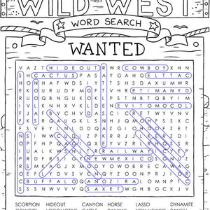 Wild West Word Search - Etsy