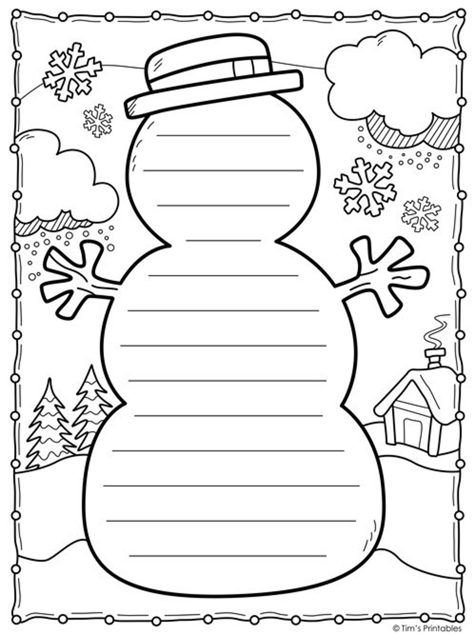 Snowman Writing Paper Templates - Etsy