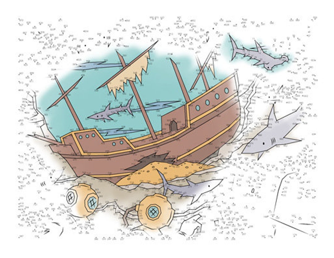 Sunken Treasure Ship (with Sharks & Divers!) Extreme Difficulty Dot-to ...