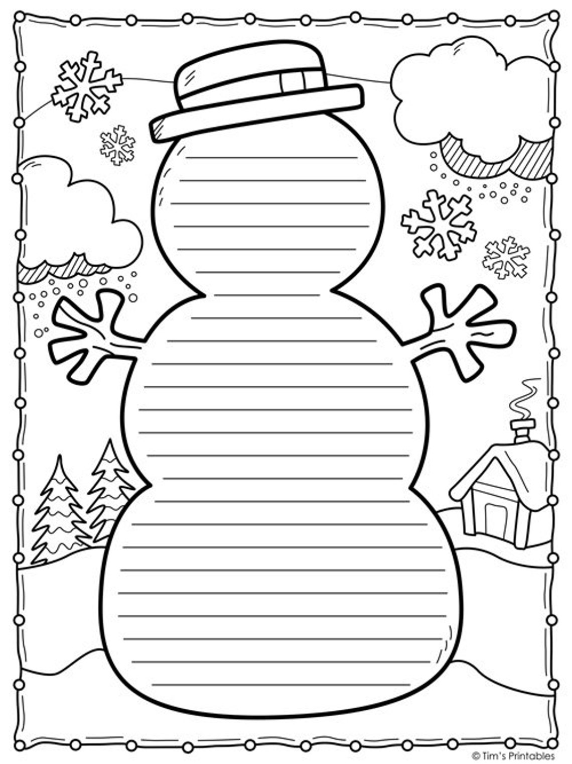 Snowman Writing Paper Templates - Etsy