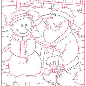 Christmas Extreme Difficulty Dot-to-dot: Santa Claus Building a Snowman ...