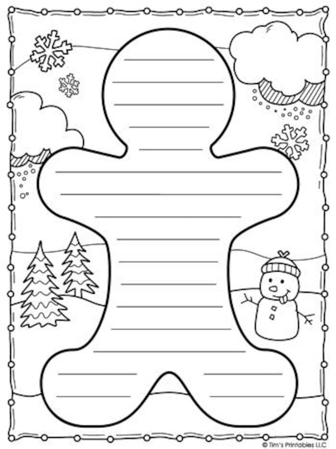 Gingerbread Man Writing Paper Templates - Etsy