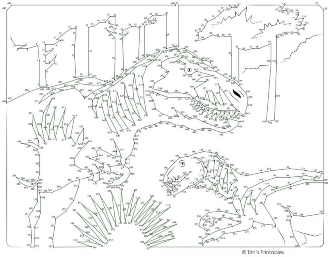Dinosaur Dot-to-dot / Connect the Dots PDF - Etsy