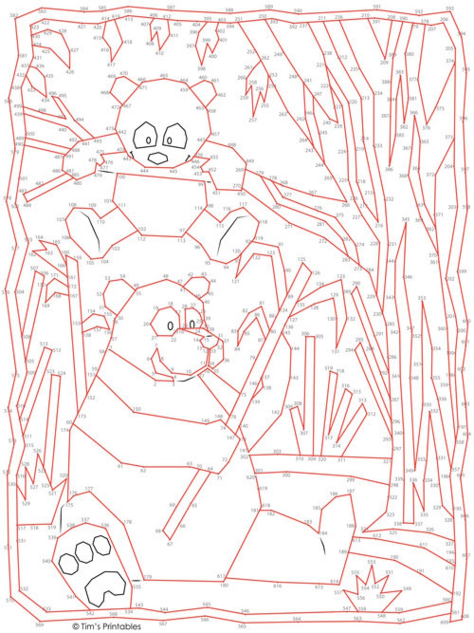 Panda Bear Dot-to-dot / Connect the Dots PDF - 620 Dots - Etsy