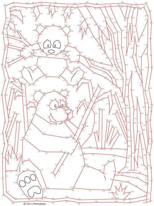 Panda Bear Dot-to-dot / Connect the Dots PDF - 620 Dots - Etsy