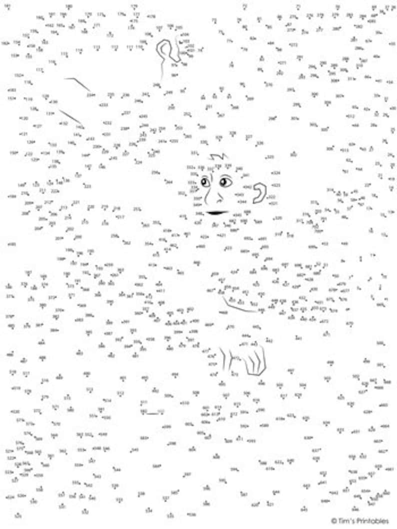 Monkey Extreme Difficult Dot-to-dot / Connect the Dots PDF - Etsy