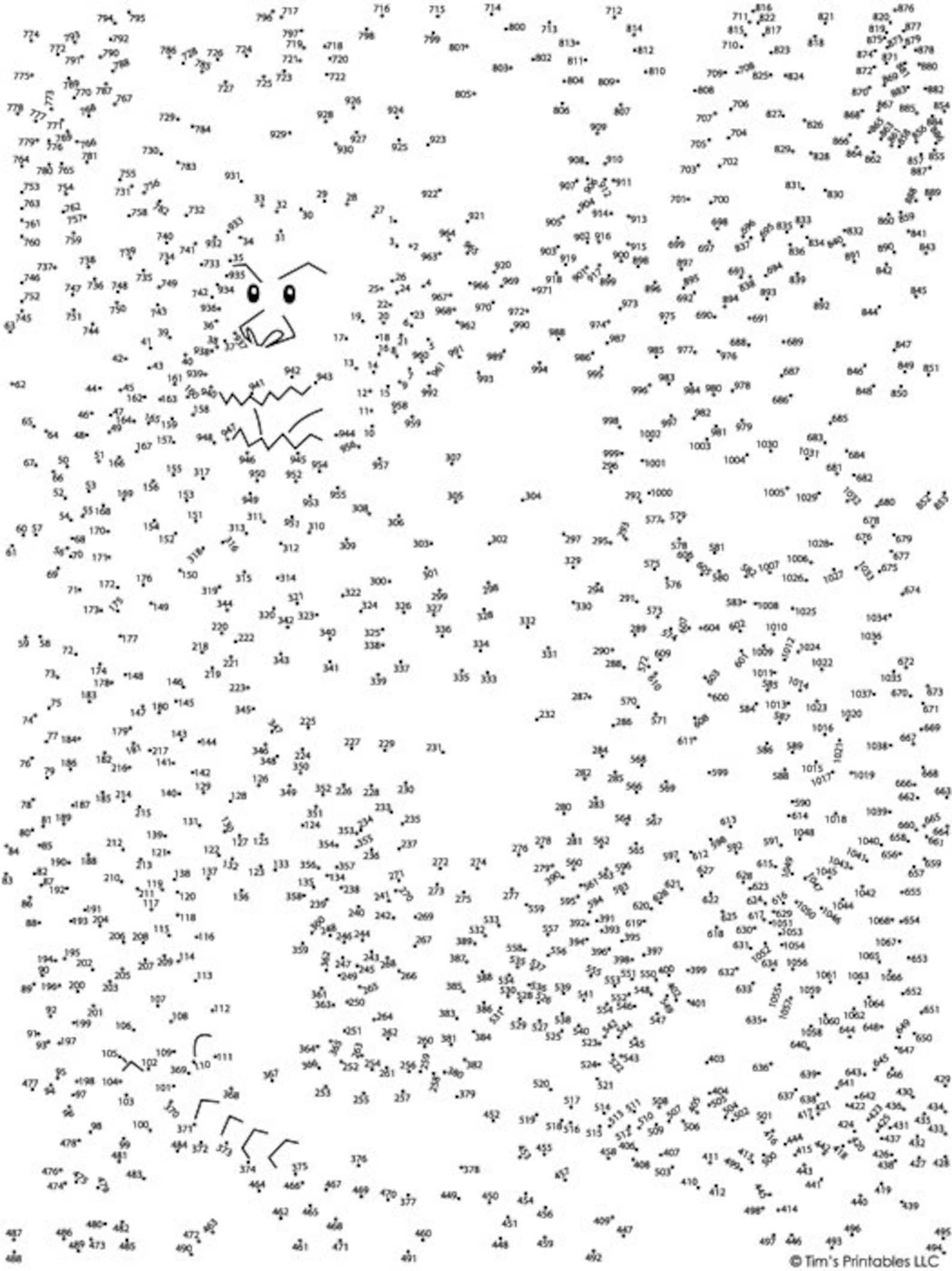 Bigfoot Extreme Difficulty Dot-to-dot / Connect the Dots PDF - 1068 ...