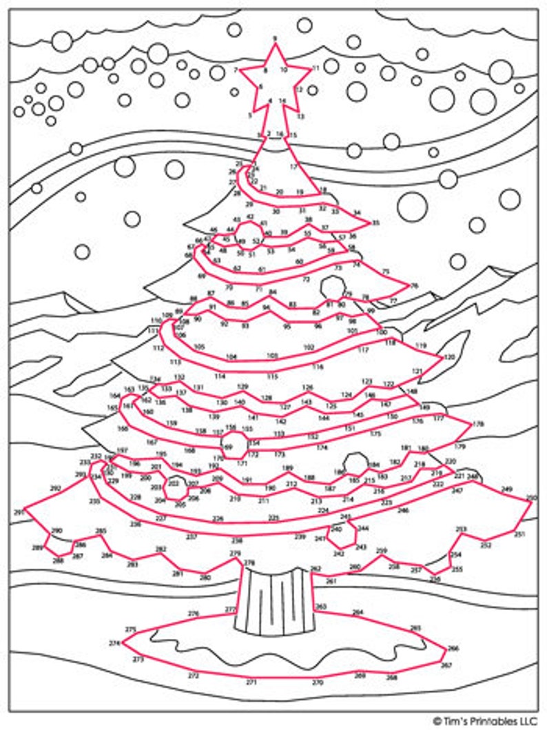 Christmas Tree Extreme Difficulty Dot-to-dot / Connect the Dots PDF - Etsy