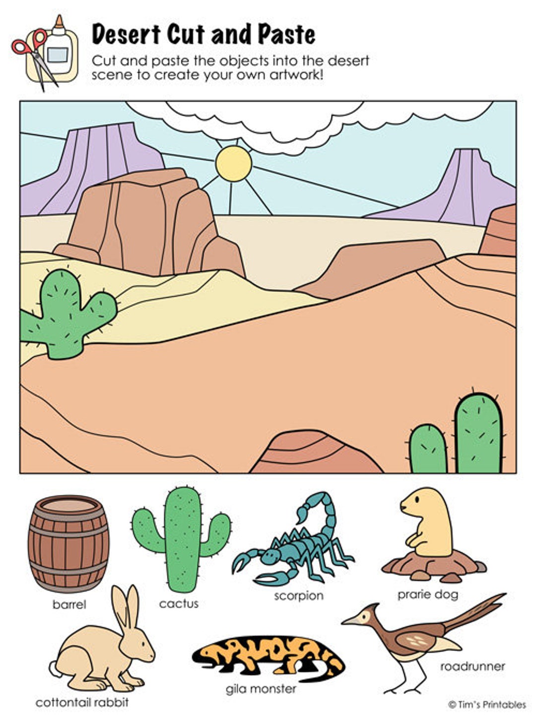 Desert Cut and Paste Activity - Etsy